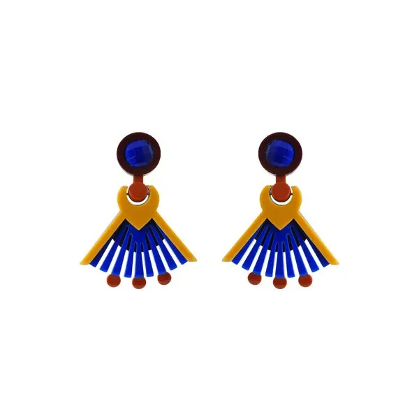 GISSA BICALHO Handmad Acrylic Earring Araça - Blue