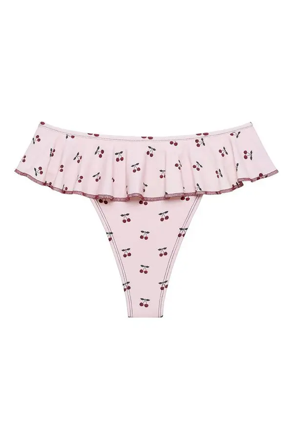 MONTCE Cherries Tamarindo Ruffle Bikini Bottom - Pink