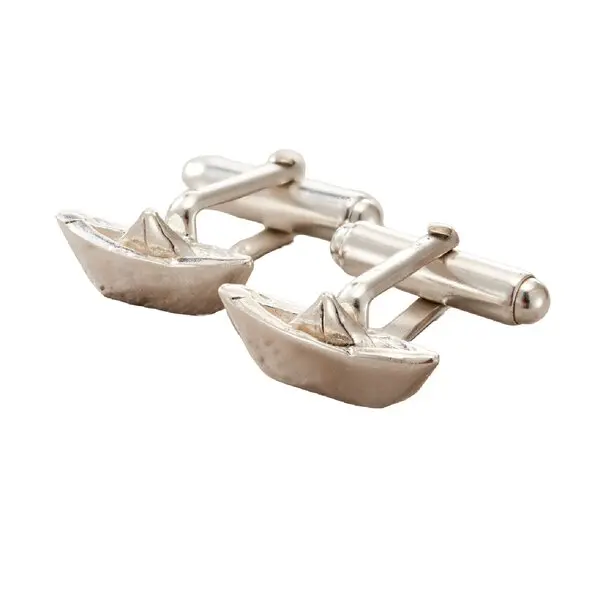 POSH TOTTY DESIGNS Sterling Origami Boat Cufflinks - Silver