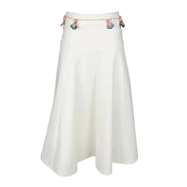LALIPOP DESIGN A-line Midi Cotton Skirt - White