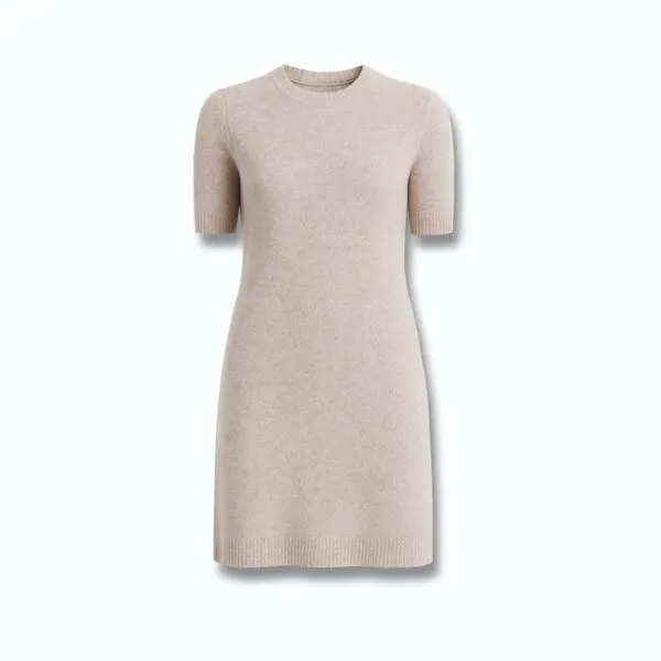 MONLICIA Neutrals Rune Short Sleeve Knit Dress – Taupe - Gray