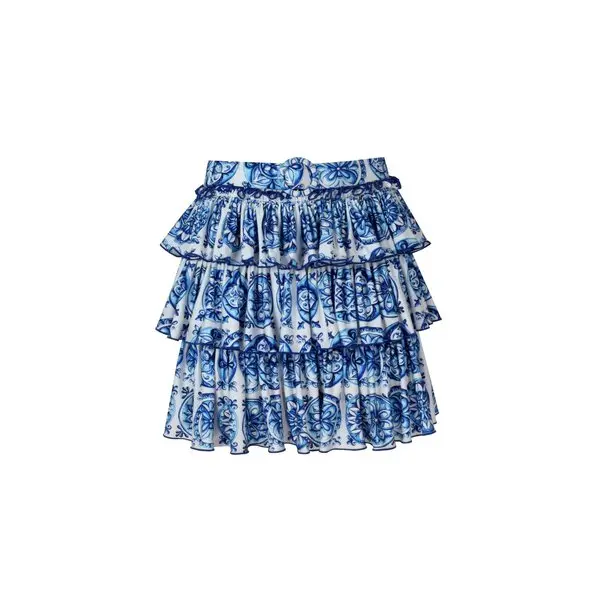 NUR KARAATA Helianthus Bleu Blanc Skirt