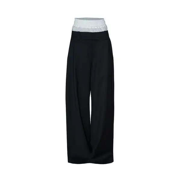 VESTIAIRE D'UN OISEAU LIBRE Contrast Trousers - Black