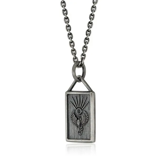 CARTOGRAPHY Silver / Grey Troy Phoenix Necklace In Sterling Silver Necklace - Silver/grey