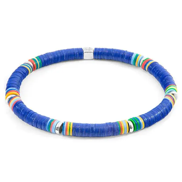 ANCHOR & CREW Nakuru Silver & Vinyl Disc Bracelet - Blue