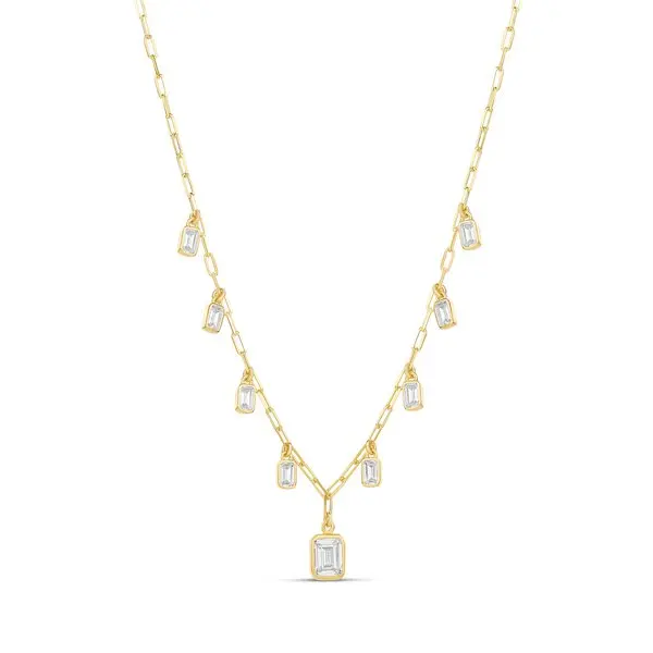 SHYMI Emerald Drop On A Paper Clip Necklace - Gold