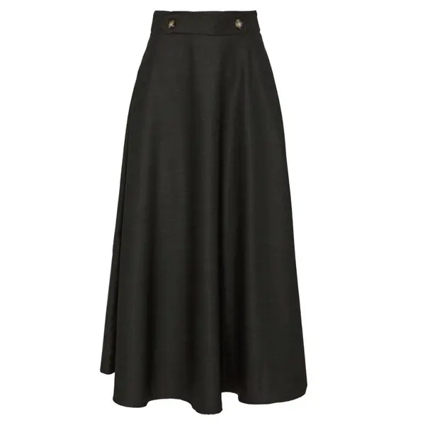 THE EXTREME COLLECTION Moss Midi Skirt Louise With High Waist And Flared Silhouette - Grey