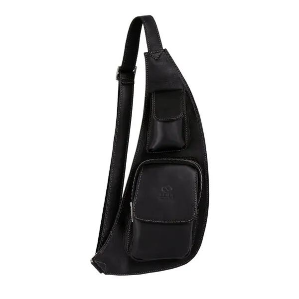 TIME RESISTANCE Leather Sling Bag Crossbody Bag The Monk - Black