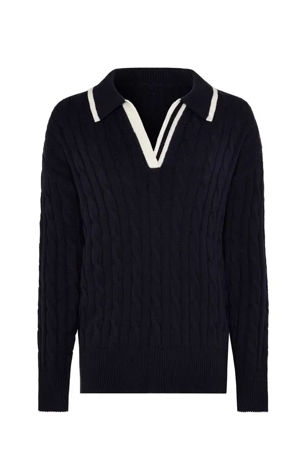 GUINEA Navy Collared Sweater - Blue