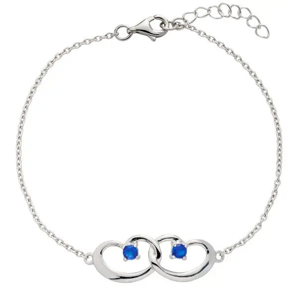 BELINDA JEWELZ Silver / Blue Blue Sapphire Interlocked Hearts Bracelet - Silver/blue