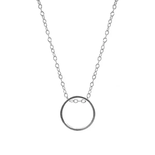 ANCHOR & CREW Abbott Round Mini Geometric Necklace Pendant - Silver