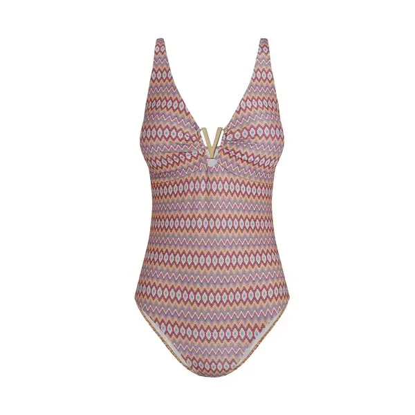 AQVA SWIMWEAR Geometric Print Aiguablava One-piece Swimsuit - Yellow