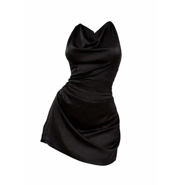 MY MOKONDO Curly House Satin Transformable Dress - Black