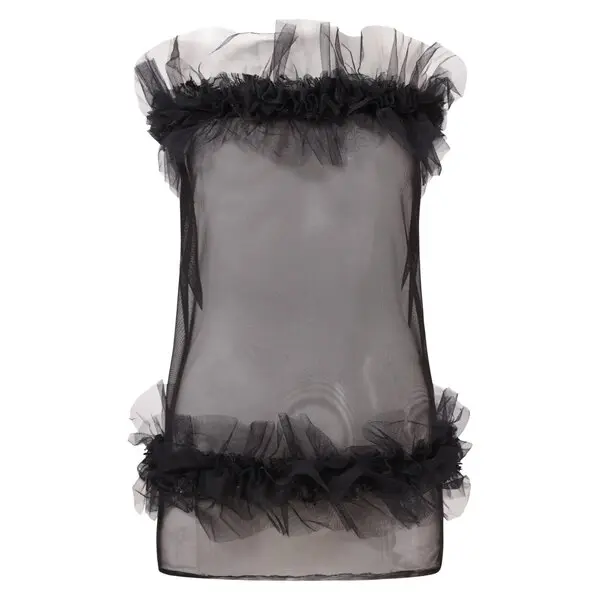 BELLE ET BON BON Dakota Tube Ruffle Mesh Dress - Black