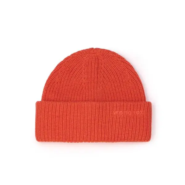 ARCTIC FOX & CO. Embroidered Merino Wool Beanie Sunkissed Coral - Orange