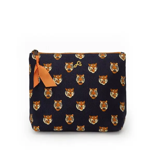 FENELLA SMITH Neutrals / Tiger Face Mila Washbag - Blue