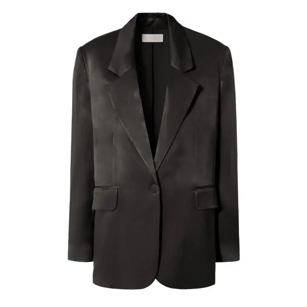 AGGI BY HALEWSKI Bellamy Satin Glossy Blazer - Black