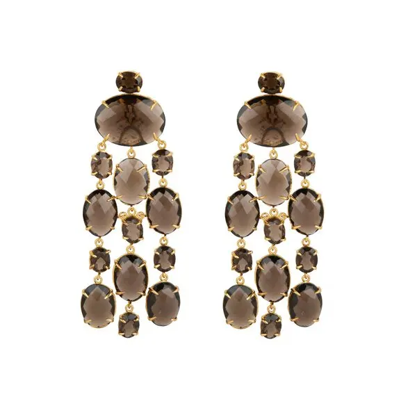 Bounkit Marysol Earrings Smoky Quartz Pierced - Brown