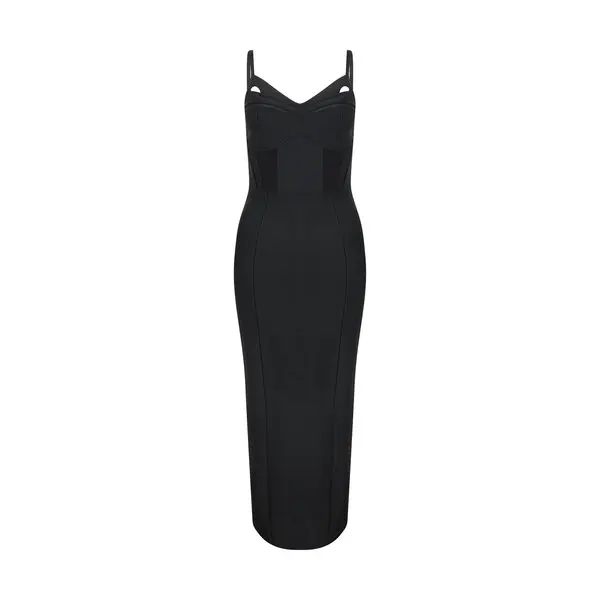SOUR FIGS Bustier Mesh Binding Detail Dress - Black