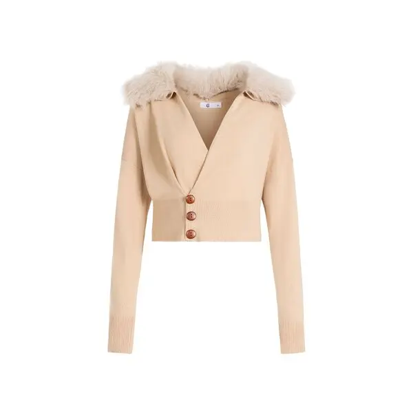 THE GT ATELIER Neutrals Fur-collar Sweater - Beige