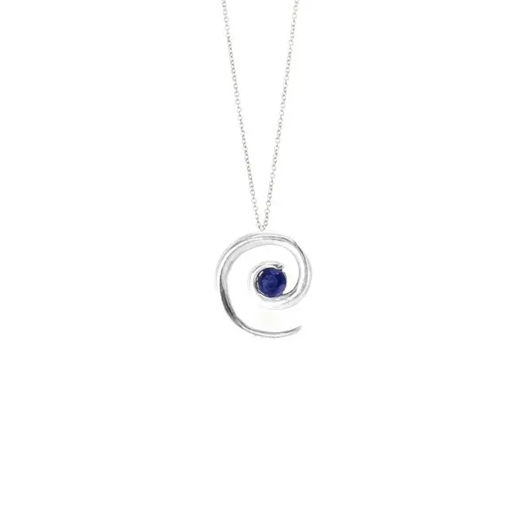 AUGUSTINE JEWELS Blue / Silver Silver Sapphire Spiral Pendant - Blue/silver
