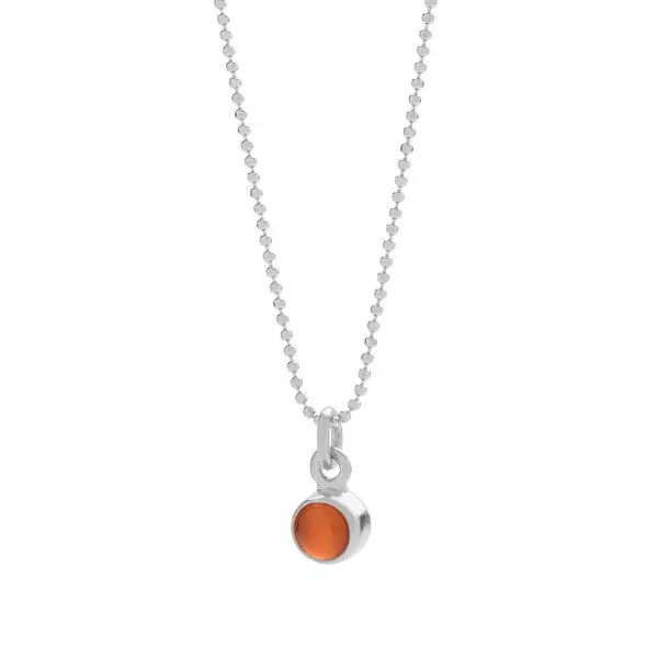 NELLOU JEWELLERY Gem Dot Birthstone Necklace July Carnelian Sterling Silver - Yellow