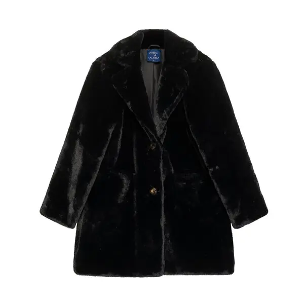 TANTRA SPAIN SL Fur Coat With Pockets And Buttons And Lapels - Black