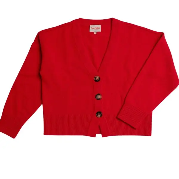 PORRIDGE KNITWEAR Cashmere Lucy Cardigan - Red