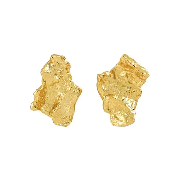 JANUS EDINBURGH Eighe Vermeil Sterling Silver Textured Stud Earrings - Gold