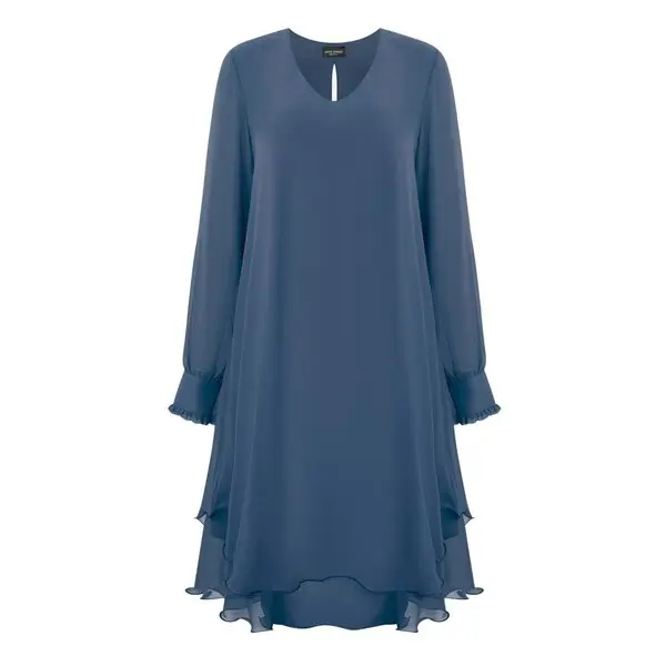 JAMES LAKELAND Long Sleeve Denim Wave Hem Dress - Blue