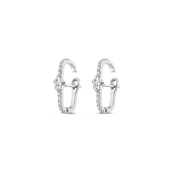 SALLY SKOUFIS Silver / White Revolution Huggie Earrings With Made Cz Diamond Stimulant In Sterling Silver - Silver/white