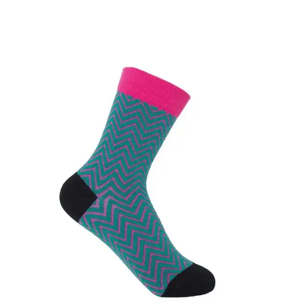 PEPER HAROW - MADE IN ENGLAND Zigzag Socks Teal - Green