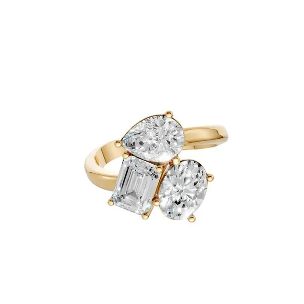AYA FINE JEWELRY 10k Designer Mixed Shape Lab Diamond Ring In 3.33 Cwt