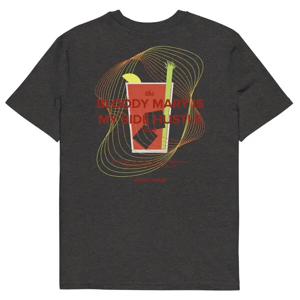 ANCHOR & CREW Dark Heather Bloody Mary Is My Side Hustle Club Organic Cotton T-shirt - Grey