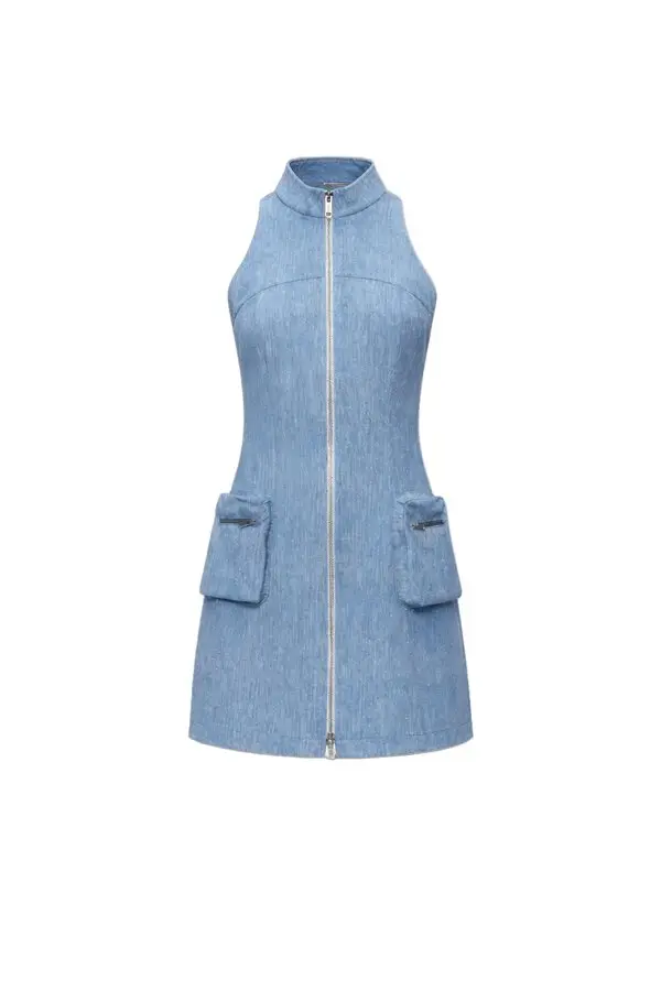 NOCTURNE Pocket & Stone Detail Halterneck Mini Dress