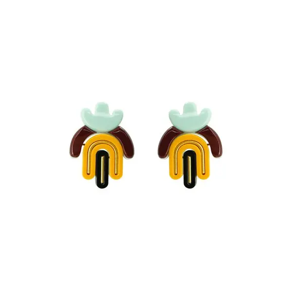 GISSA BICALHO Handmade Acrylic Earring Bromelia B Pale - Green