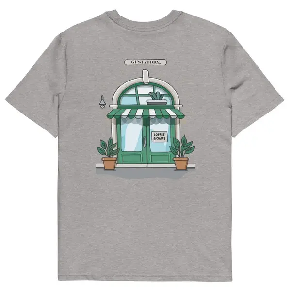 ANCHOR & CREW Heather Gustatory Coffee & Chats Organic Cotton Embroidered T-shirt - Grey