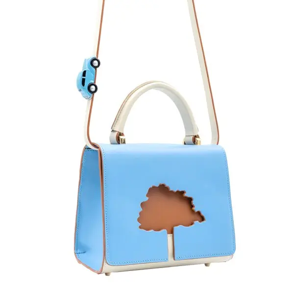 ABSURDE One Way Small Leather Shoulder Bag - Blue