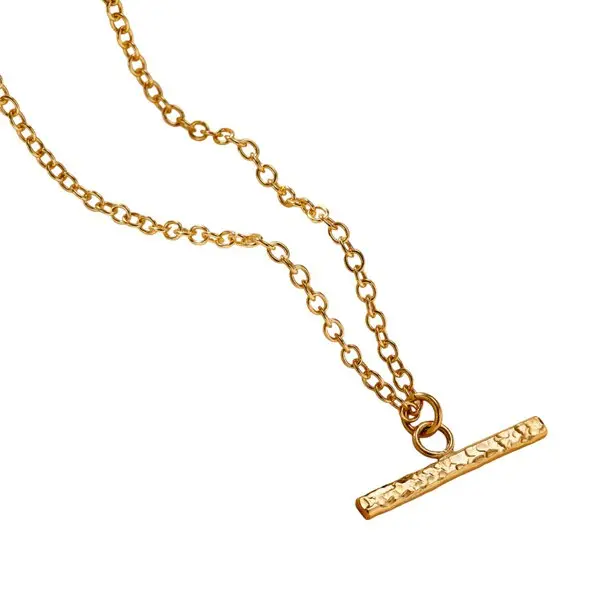POSH TOTTY DESIGNS Yellow Plated Textured T Bar Necklace - Gold