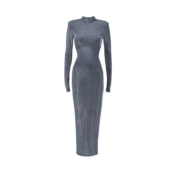 VESTIAIRE D'UN OISEAU LIBRE Bodycon Lurex Dress - Grey