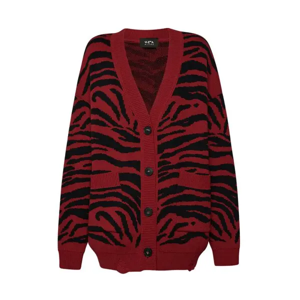 SVETA MILANO Black / Red Georgia Merino Wool Cardigan - Black/red