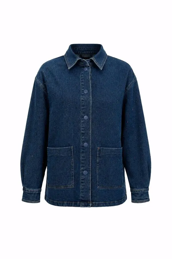 EXQUISE Jazmyne Denim Jacket Indigo - Black