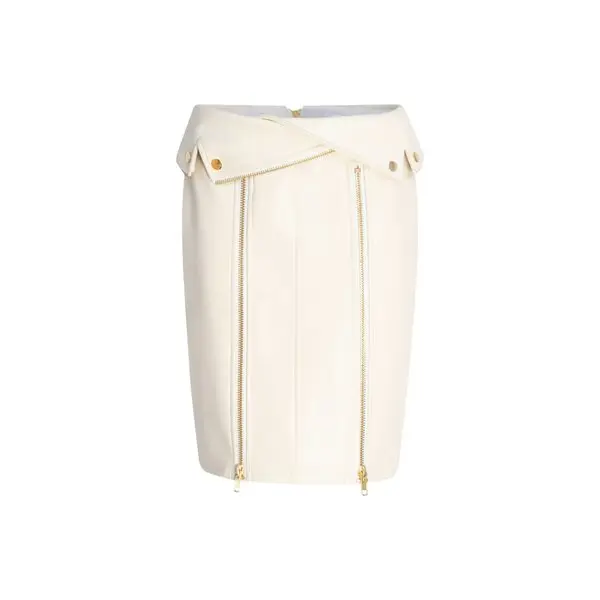 CIRCULAR PATH Neutrals Biker Vegan Leather Skirt