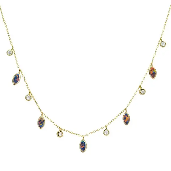 KAMARIA Black / Gold Drops Of Spring Opal Necklace Black - Black/gold
