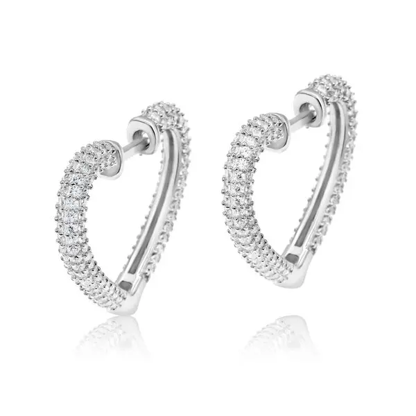 SHYMI Open Heart Pave Hoops - Silver