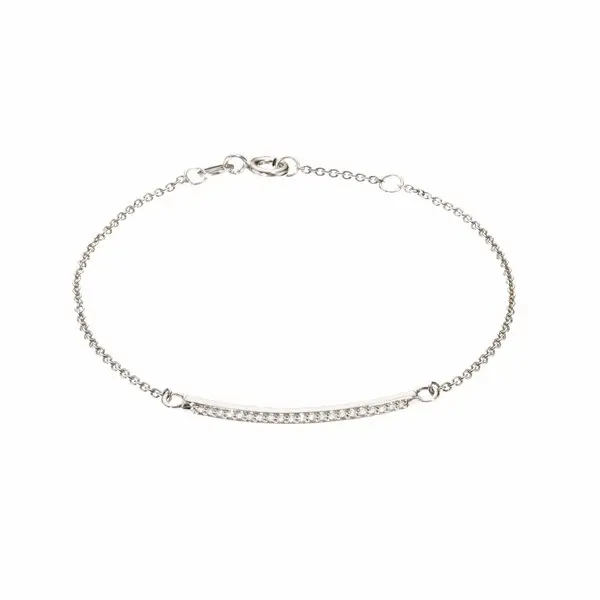 LILY & ROO Sterling Diamond Style Bar Bracelet - Silver