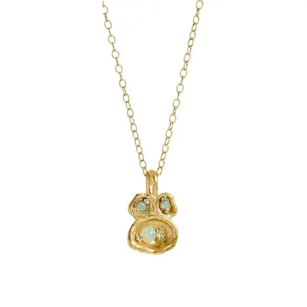 CLAIRE HILL DESIGNS Opal Lichen Pendant Necklace - Gold