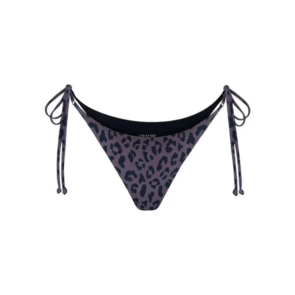 CHAUDE SWIMWEAR Black / Brown Toni Triangle String Bottoms Leopard - Black/brown