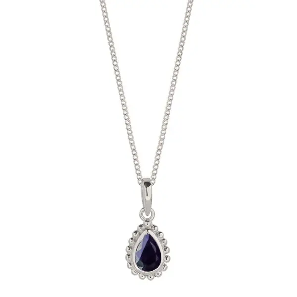 CHARLOTTE'S WEB JEWELLERY Blue / Black / Silver September Birthstone Sterling Silver Necklace Black Sapphire - Blue/black/silver