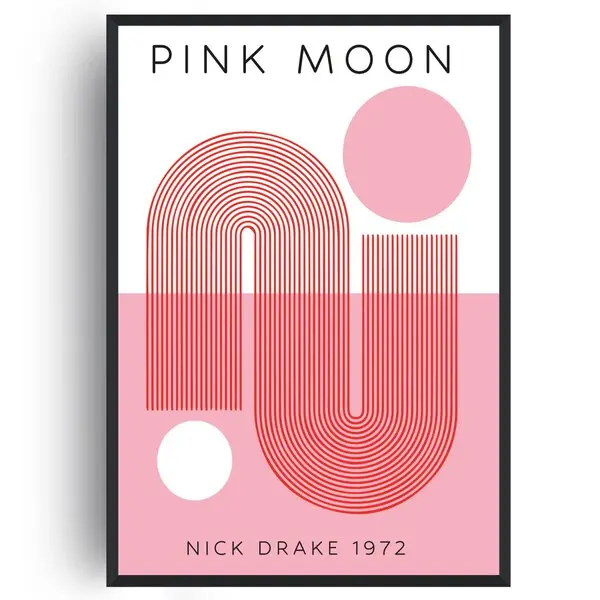 FANCLUB Neutrals Moon Music Retro Giclée Art Print A2 - Pink